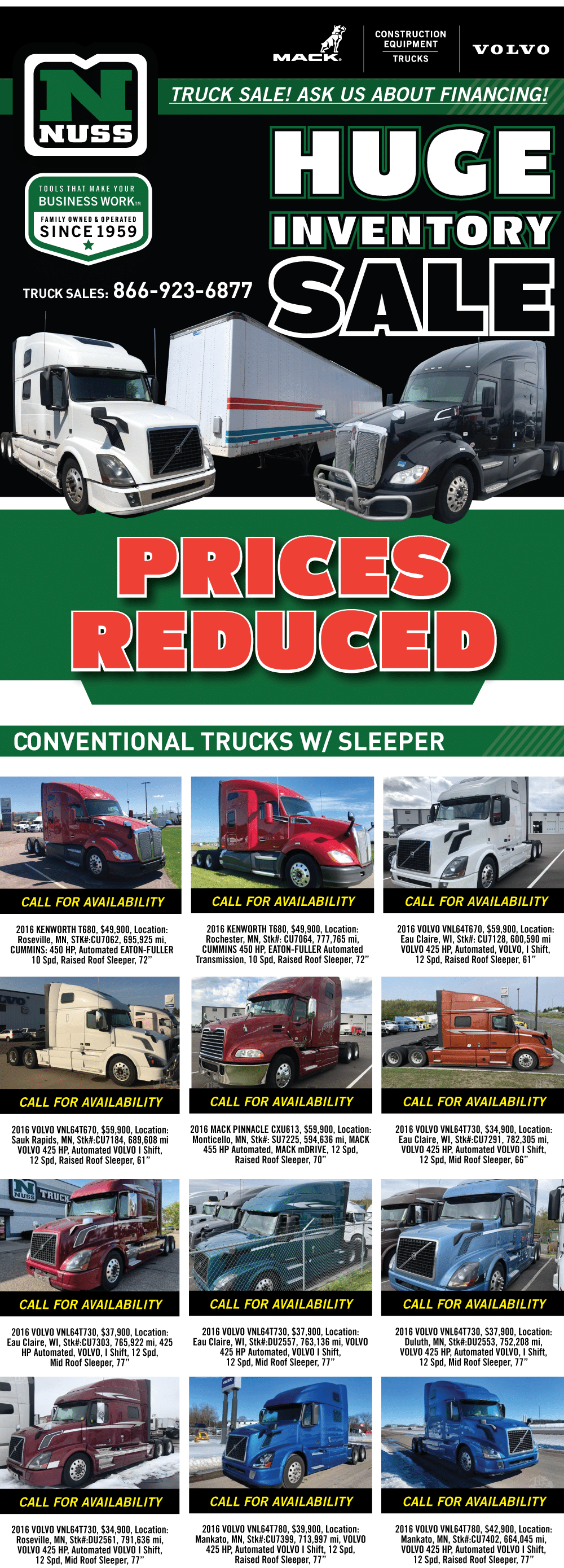 Huge Inventory Sale - Nuss Truck & Equipment